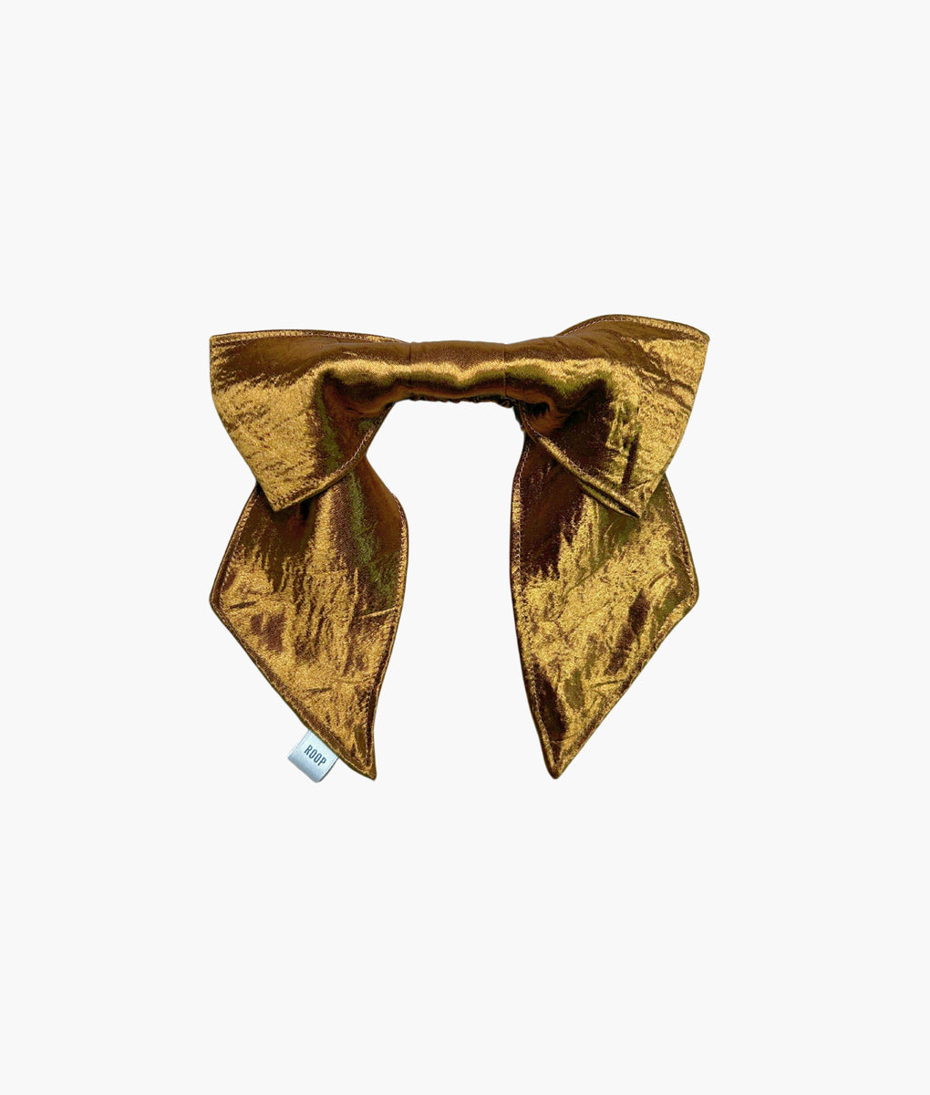 Maddy bow scrunchie in metallic bronze – ROOP